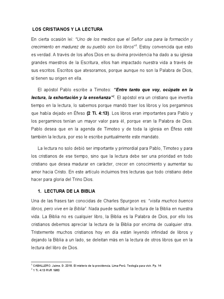 LOS CRISTIANOS Y LA LECTURA | PDF | Biblia | Dios