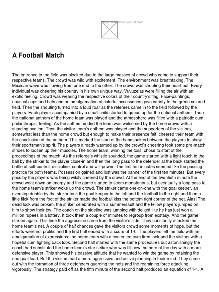 A Football Match | PDF | Forward (Association Football) | Football Codes