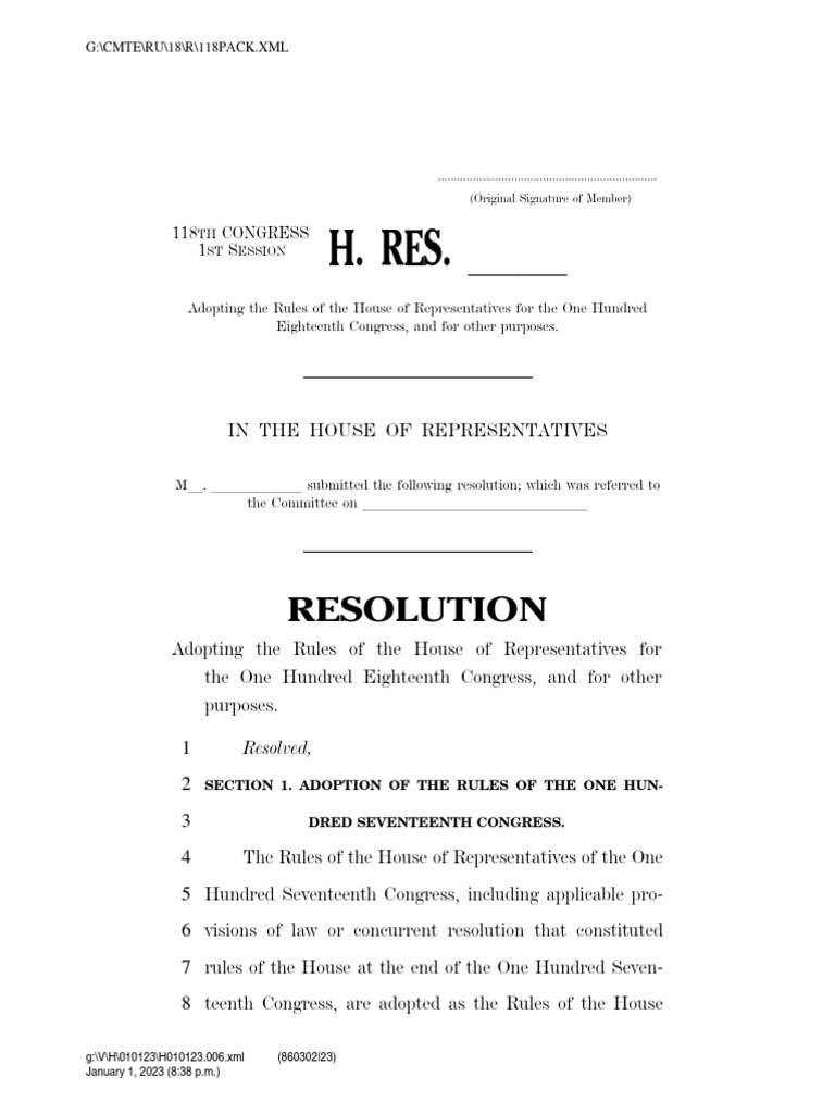 Rules For The 118th Congress | Download Free PDF | Reconciliation ...