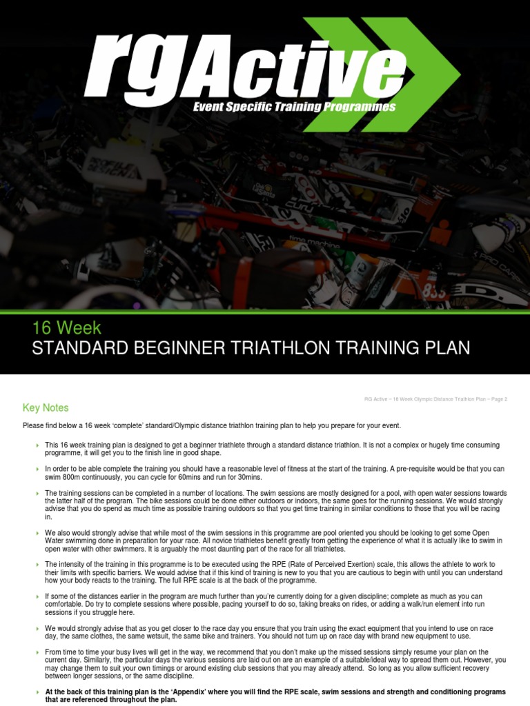 16-Week Beginner Olympic Triathlon Plan | PDF | Triathlon | Speed