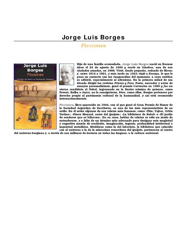 Ficciones Jorge Luis Borges | PDF