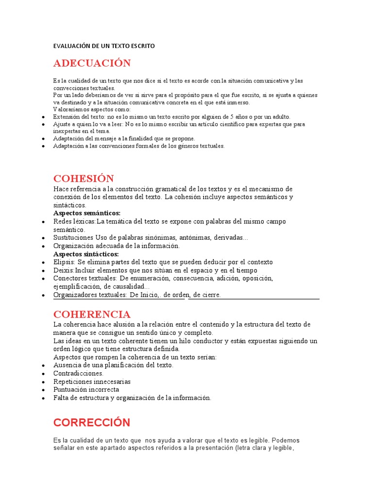 Evaluación de Un Texto Escrito | PDF | Puntuación | Gramática