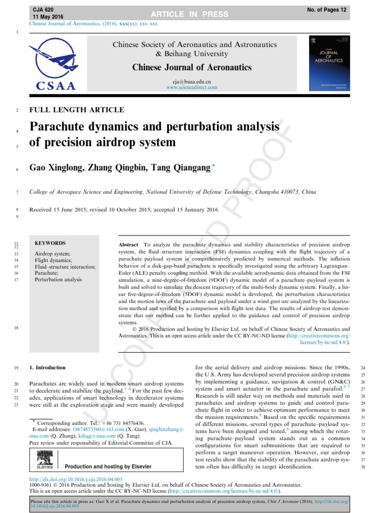 Parachute Dynamics and Perturbation Analysis | PDF | Fluid Dynamics | Parachute