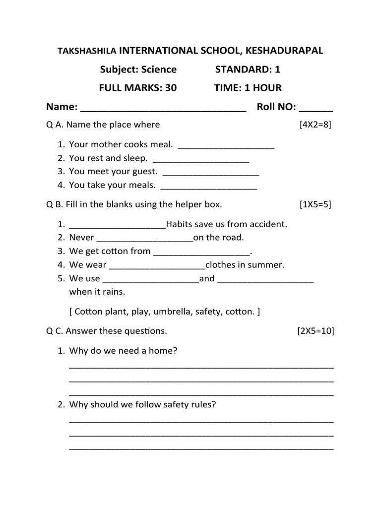 CLASS 1 SCIENCE | PDF