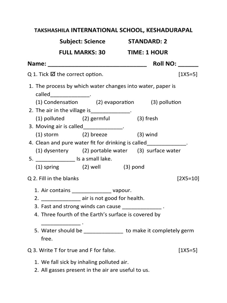 Class 2 Science | PDF | Water | Wound