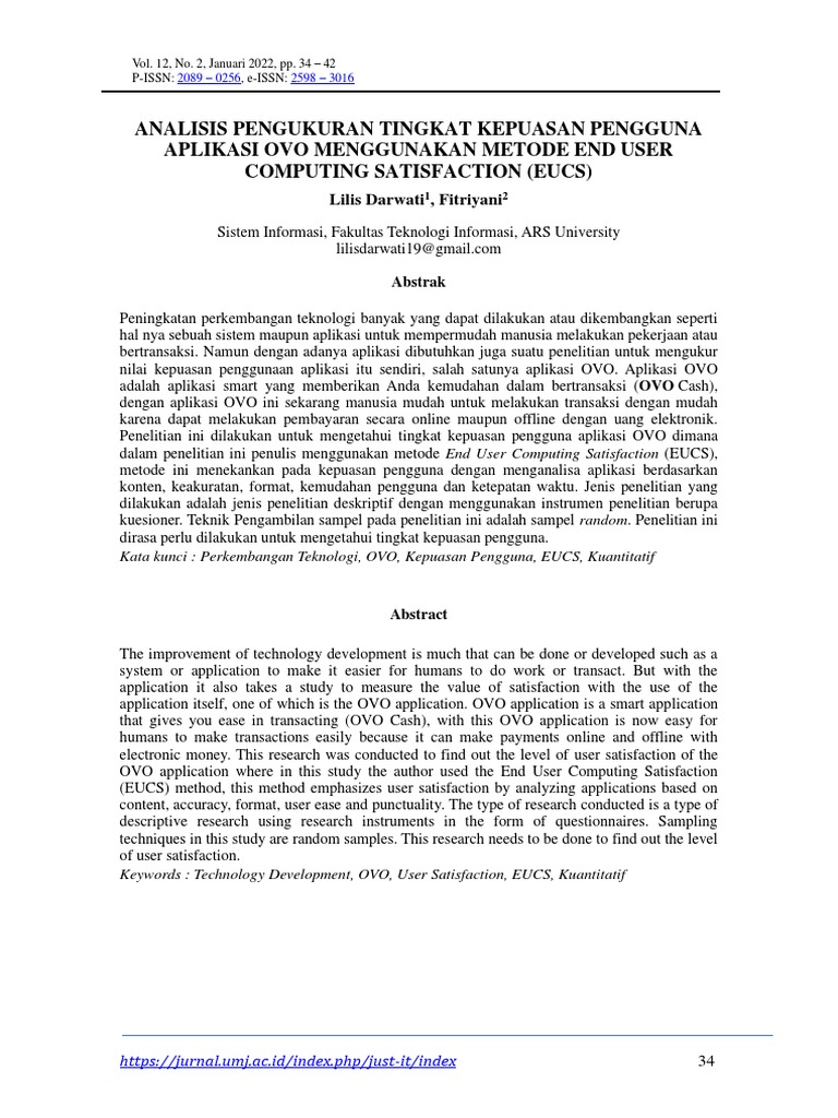 Analisis Kepuasan Pengguna OVO EUCS | PDF