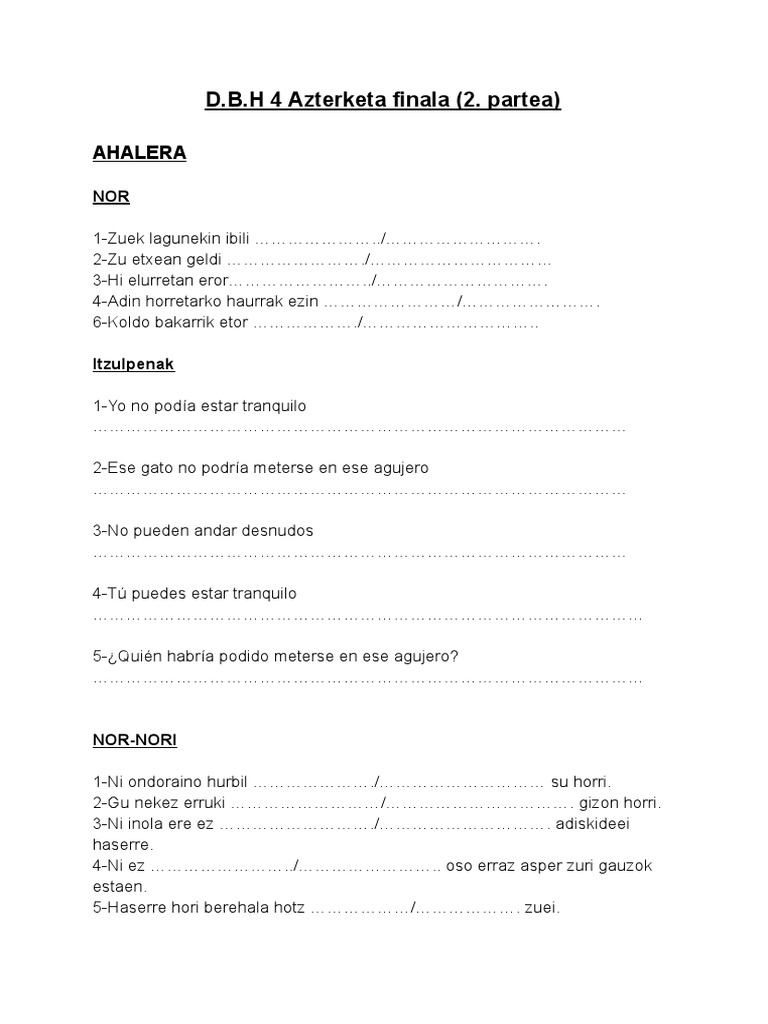 D.B.H 4 Azterketa Finala | PDF
