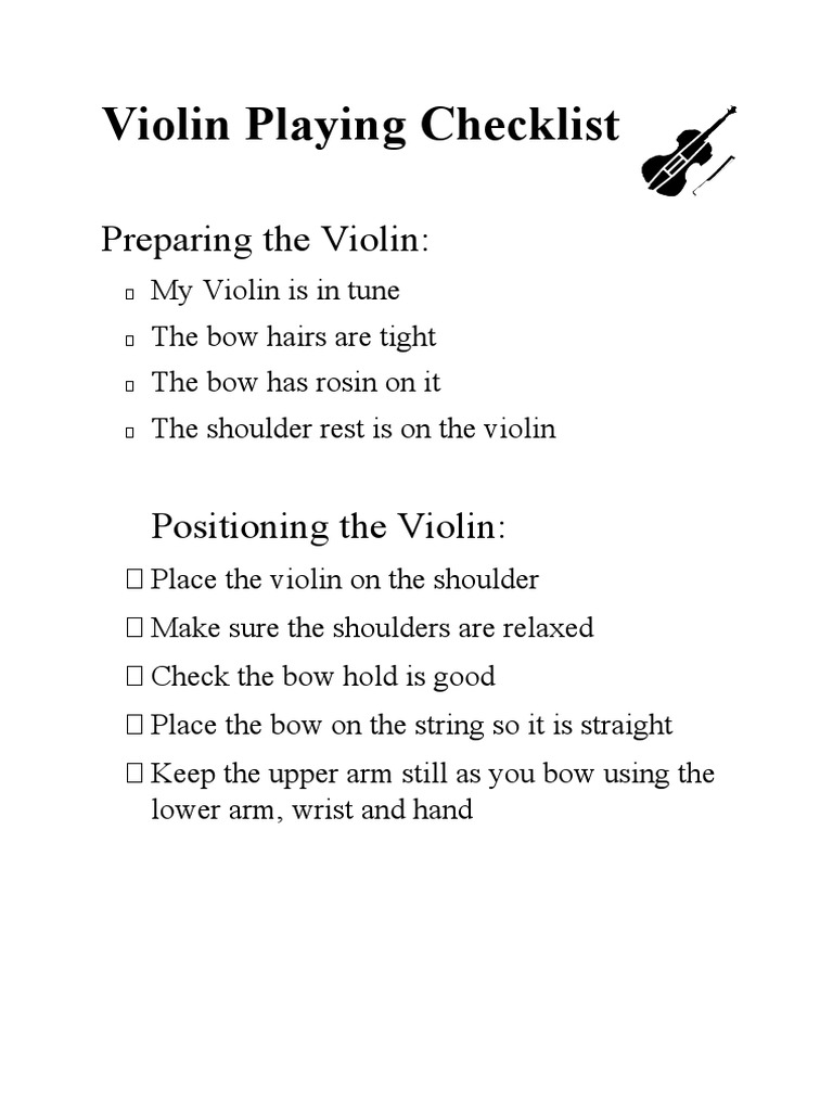 Violin Posture Checklist | PDF | Cooking, Food & Wine | Art