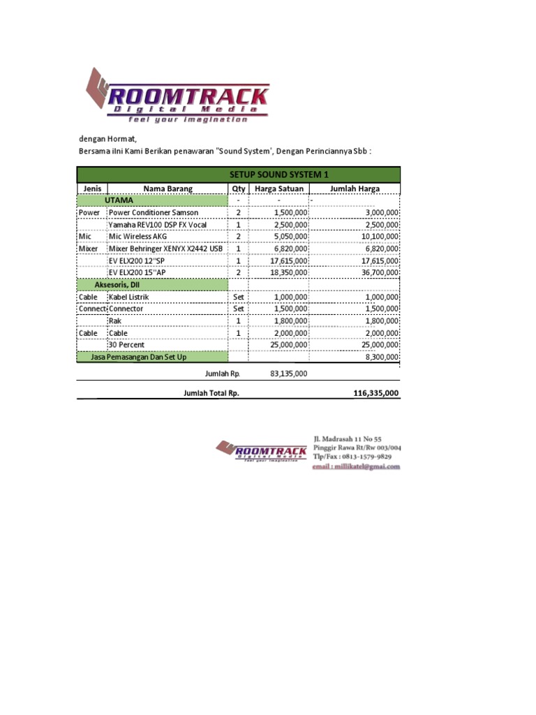 Surat Penawaran Sound System | PDF