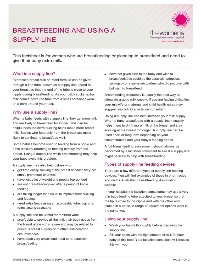 Breastfeeding and Using A Supply Line 291018 | PDF | Breastfeeding ...