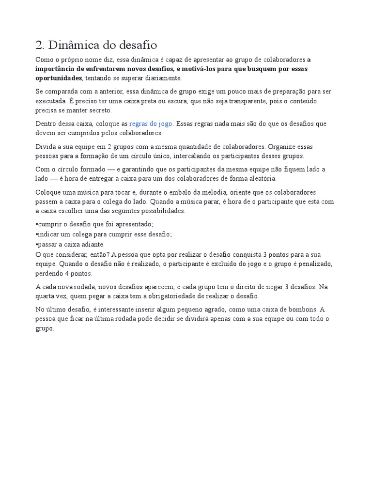 Dinâmica Do Desafio 2 | PDF