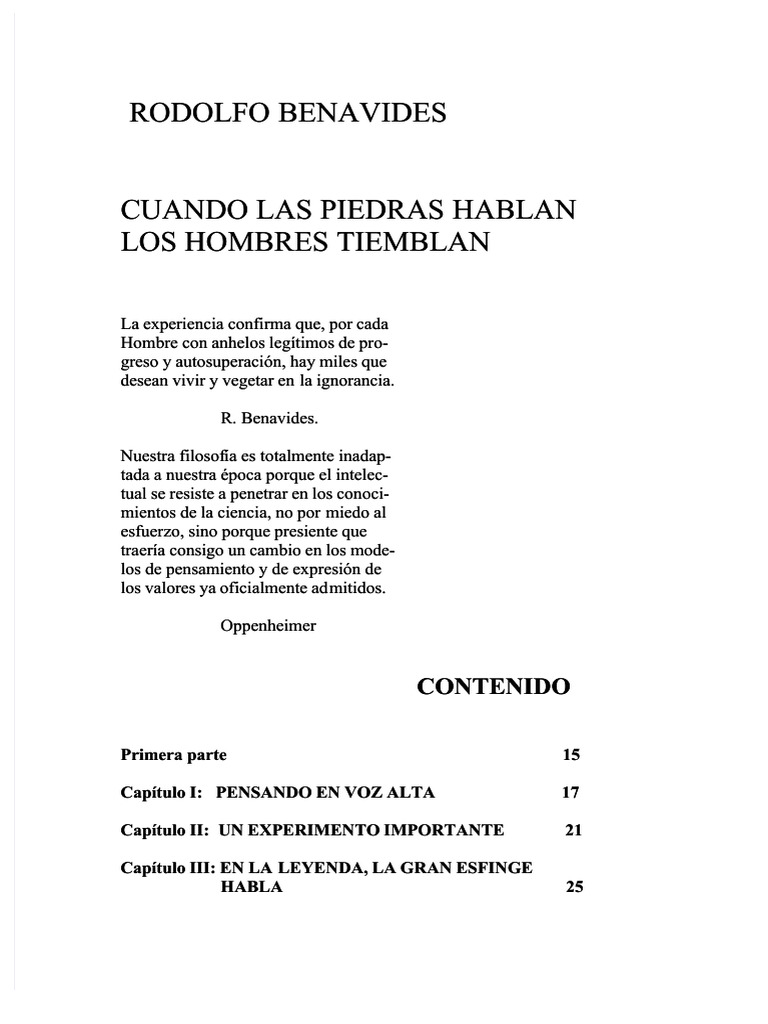 Cuando Las Piedras Hablan Los Hombres Tiemblan Rodolfo Benavides | PDF ...