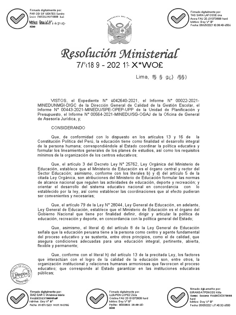 RM #189-2021-Minedu PDF | PDF | Educación primaria | Ministerio ...