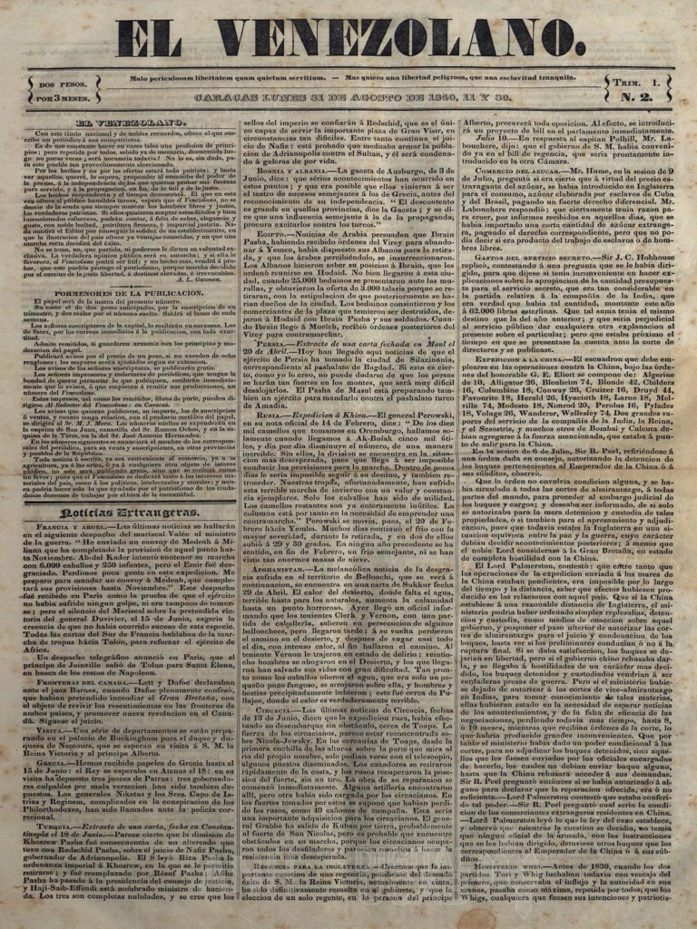 El Venezolano, 31 de Agosto de 1840 | PDF