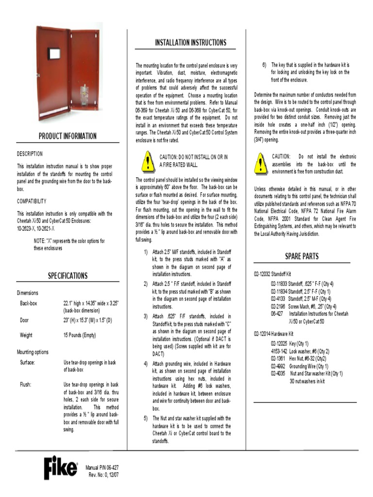 06-427 Cheetah Xi and CyberCat 50 Enclosure Installation | PDF ...