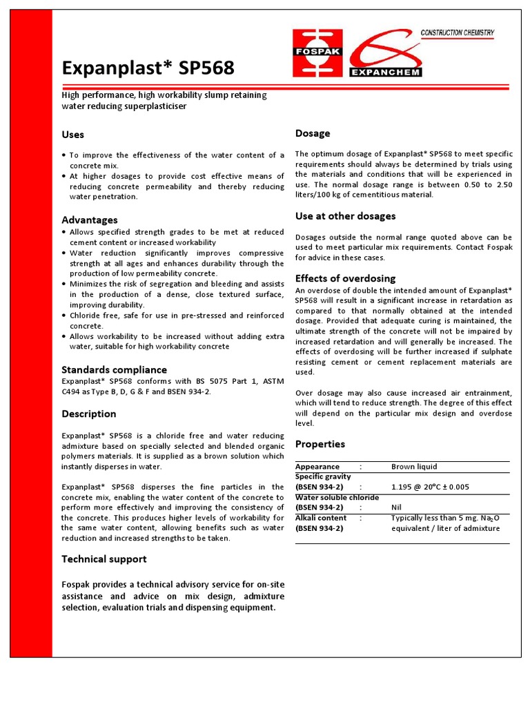Expanplast SP568: A Technical Data Sheet for a High-Performance, Slump ...