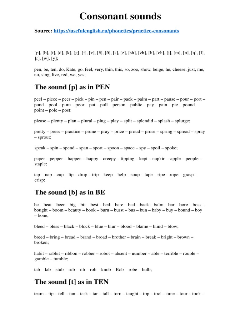 English Consonant Sounds Explained | PDF