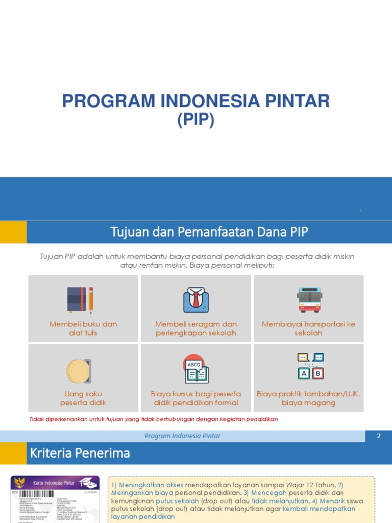 Manfaat dan Kriteria Program PIP | PDF