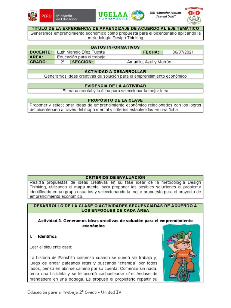 EPT 2° - Experiencia de Aprendizaje 4-Actividad 3 | PDF | Diseño | Cognición