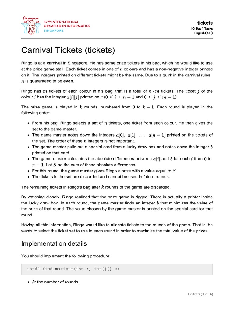 Ioi 2020 Problem 3 | PDF | Integer (Computer Science) | Software Engineering