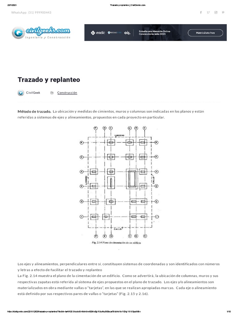 Trazado y Replanteo | PDF | Fundación (Ingeniería) | Ingeniería