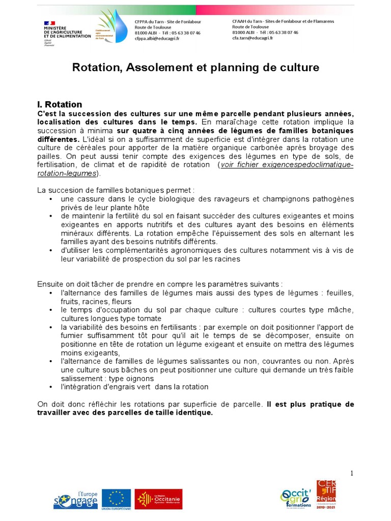 Rotation et Assolement au Potager | PDF | Légumes | Rotation culturale