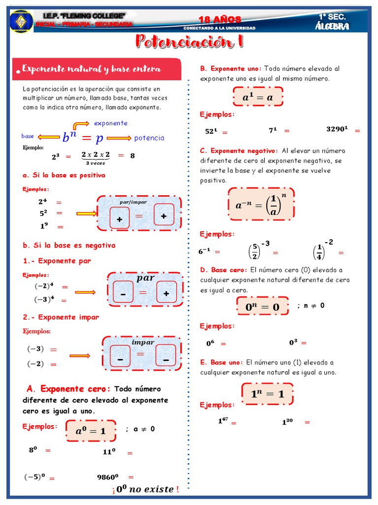 Potenciación | PDF | Exponenciación | Números