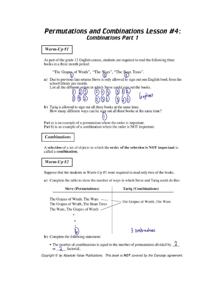 Combinations Part 1 Pdf