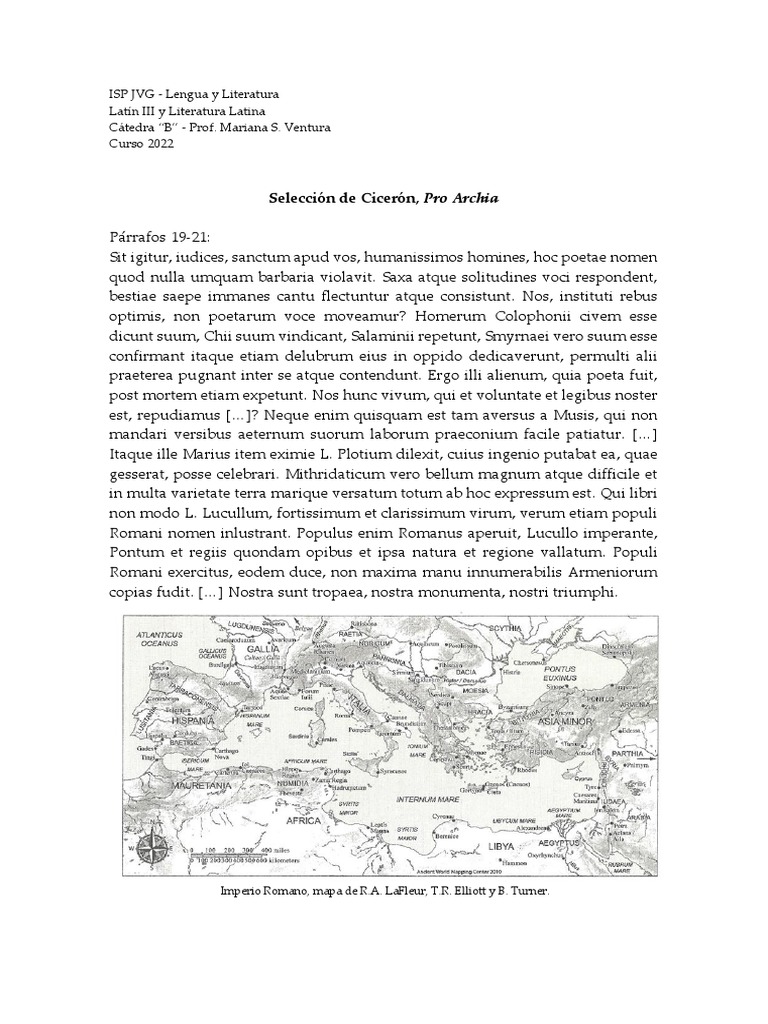 Cicerón, Pro Archia, Selección 2022 | PDF