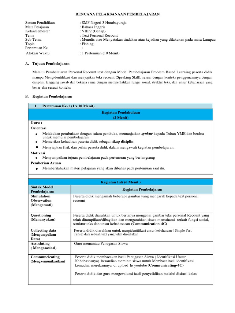 CGP RPP Personal Recount Text | PDF