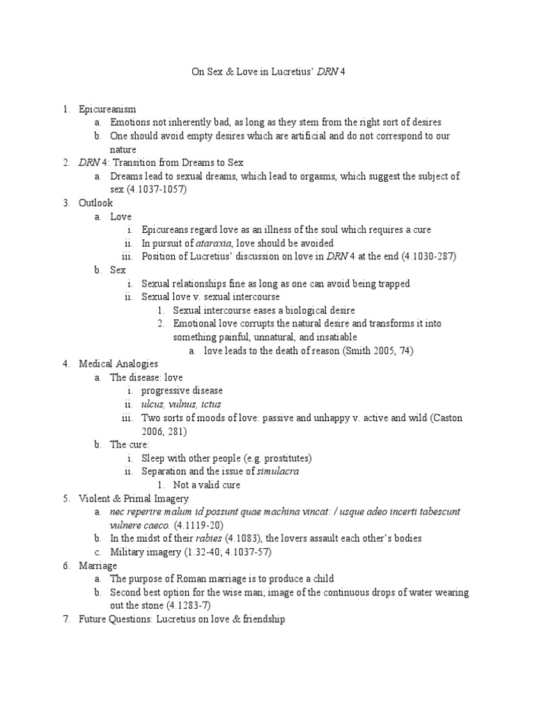 On Sex And Love In Lucretius Drn 4 Bibliography Pdf Lucretius