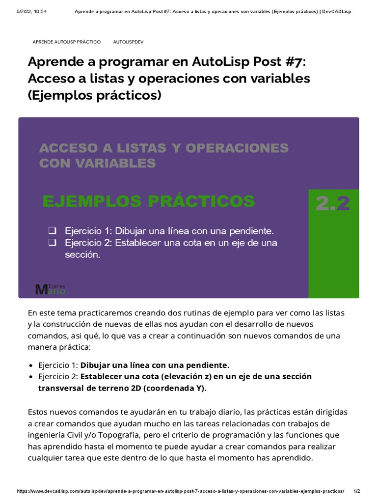 Aprende A Programar en AutoLisp Post #7 - Acceso A Listas y Operaciones Con Variables (Ejemplos ...