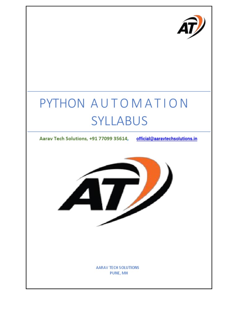 Python Automation Program 2 - Syllabus - Aarav Tech Solutions | PDF | Networking | Internet & Web