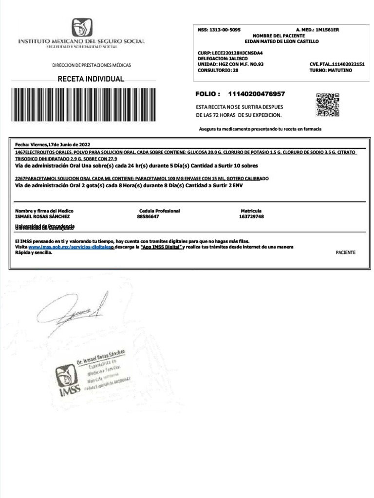 PDF Receta Imss | PDF