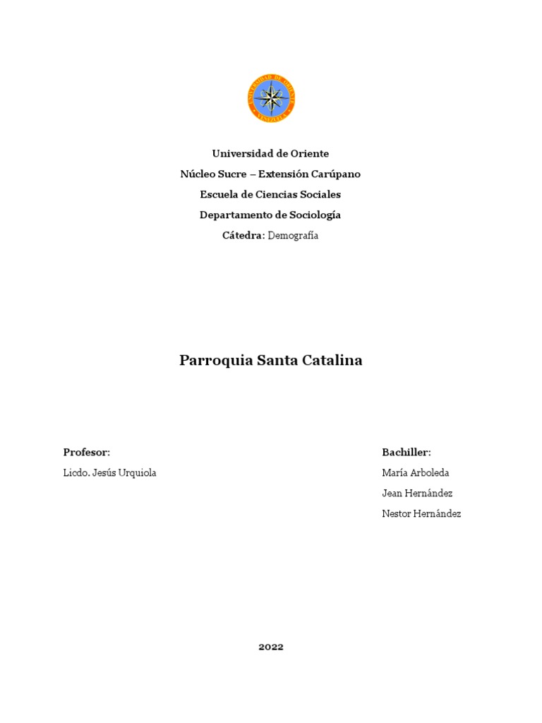 Atlas de La Parroquia Santa Catalina. Municipio Bermúdez, Estado Sucre ...