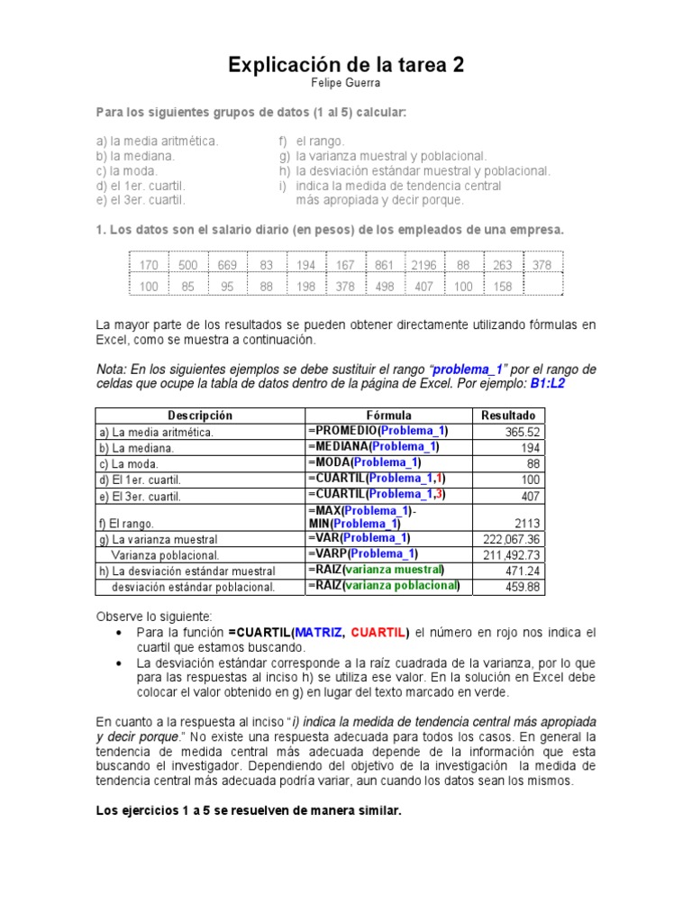 de Referencia Tarea N2 | PDF | Desviación Estándar | Media