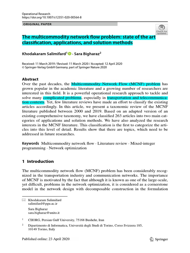 The Multicommodity Network Flow Problem Download Free Pdf Linear Programming Mathematical