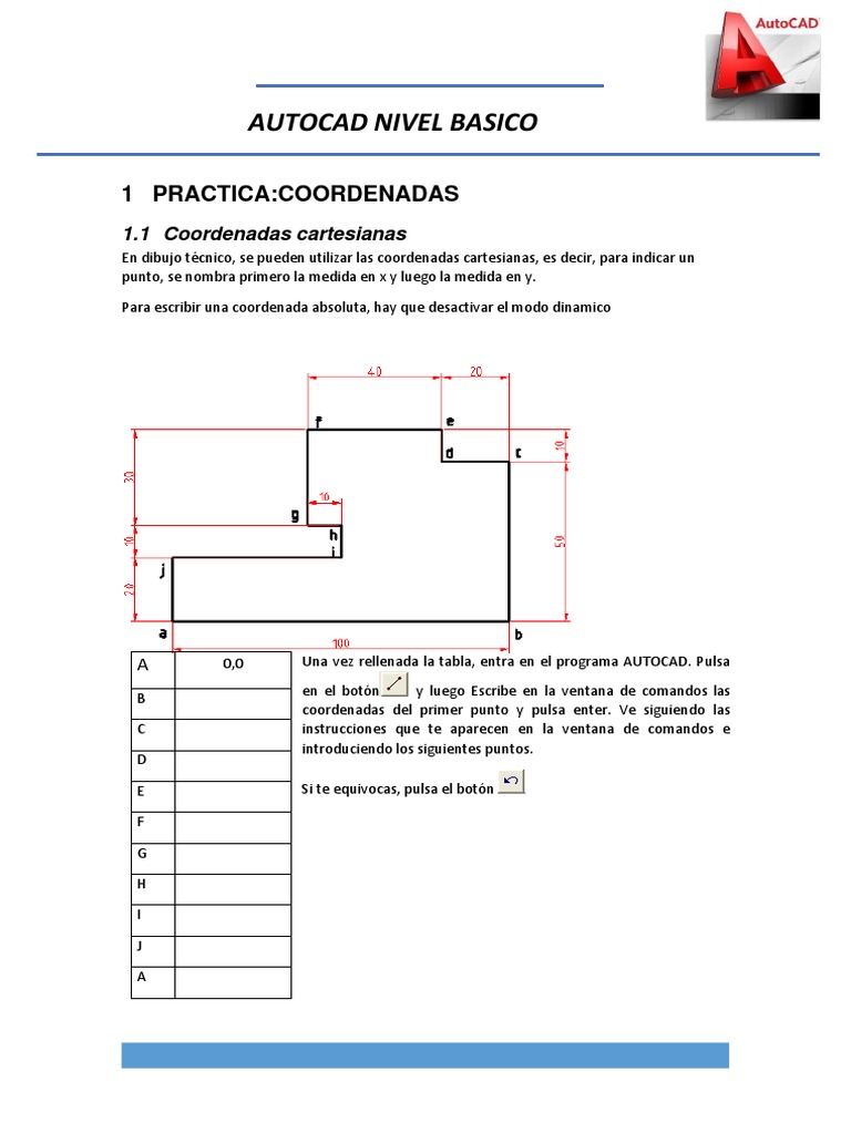 Practica Coordenadas Autocad Basico | PDF | Matemáticas