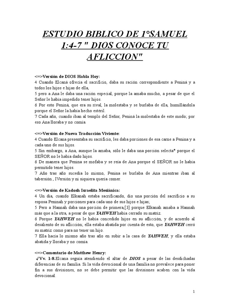 Estudio Biblico de 1° Samuel | PDF | Arca de la Alianza | David