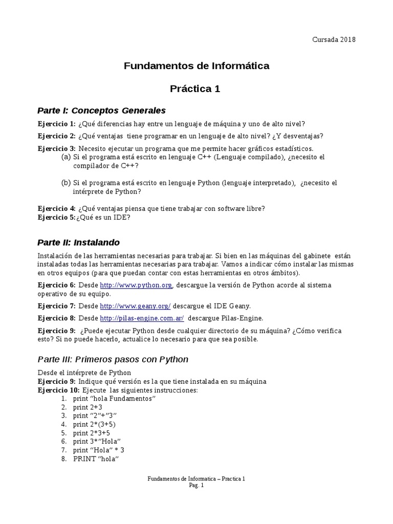 Practica 1 | PDF | Python (lenguaje de programación) | Lenguaje de programación