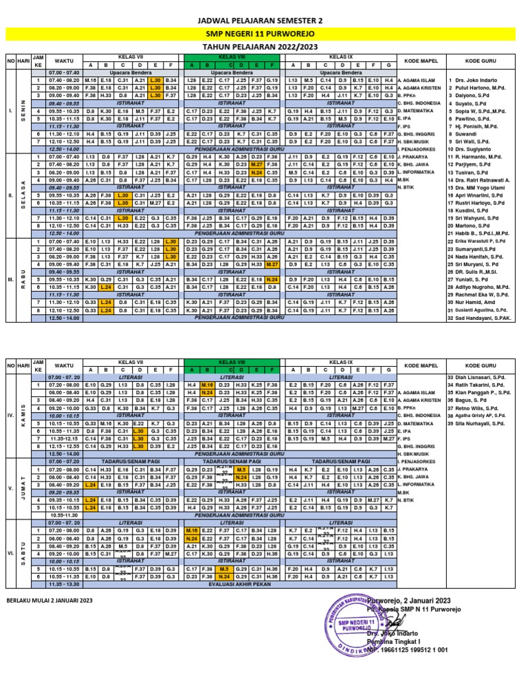 Jadwal Sem 2 2223 Ok | PDF