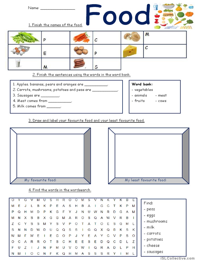 Food Worksheet | PDF