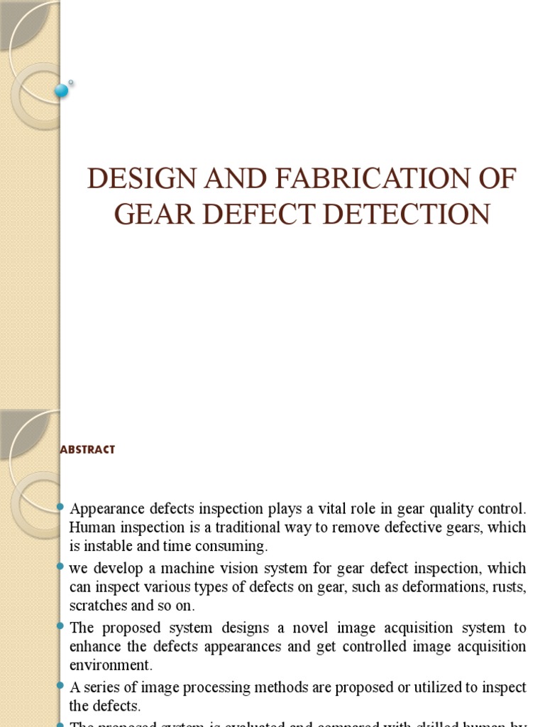 Gear Defect Detection System Design | PDF | Computer Vision | Gear