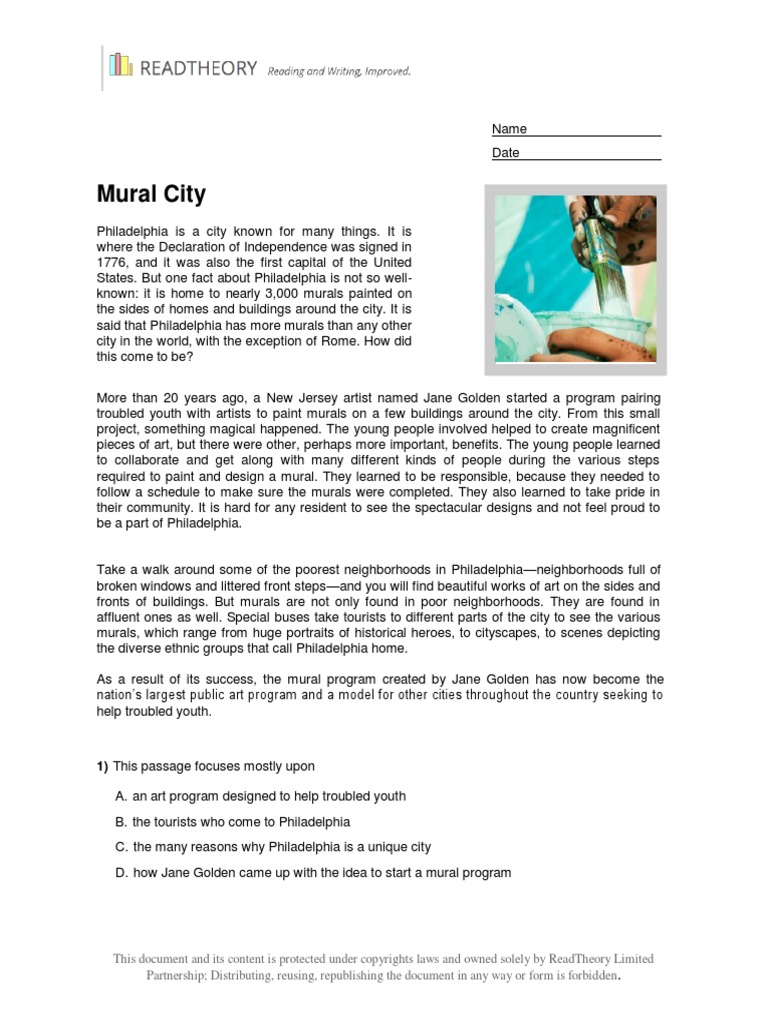 10th Grade Mural City Text - Questions | PDF