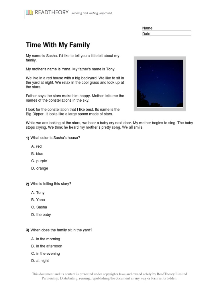 2nd Grade Time With My Family All | PDF
