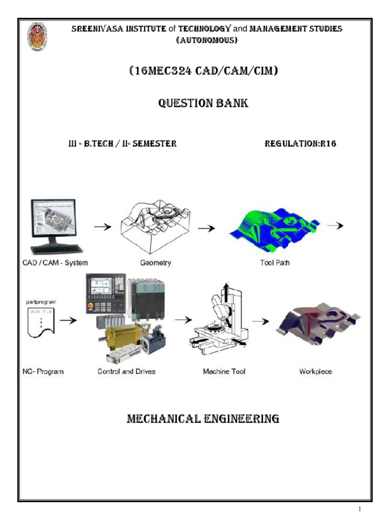 16mec324 Cad Cam Cim Question Bank | PDF | Numerical Control | Computer Aided Design