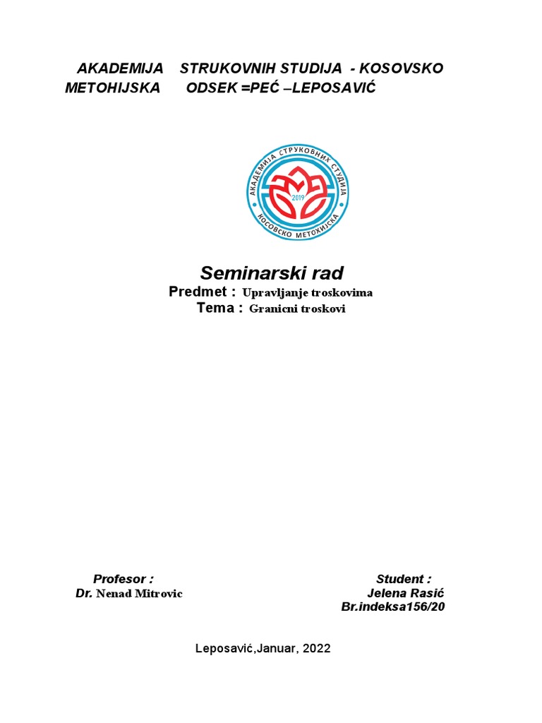 Granicni Troskovi | PDF