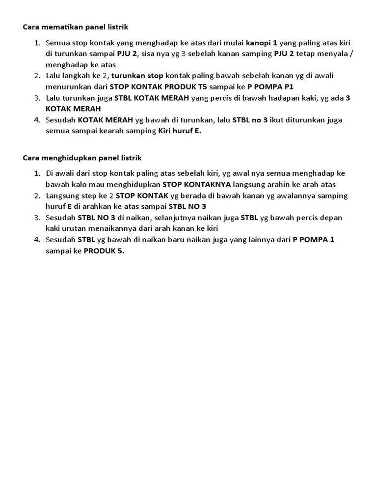Cara Mematikan Panel Listrik | PDF