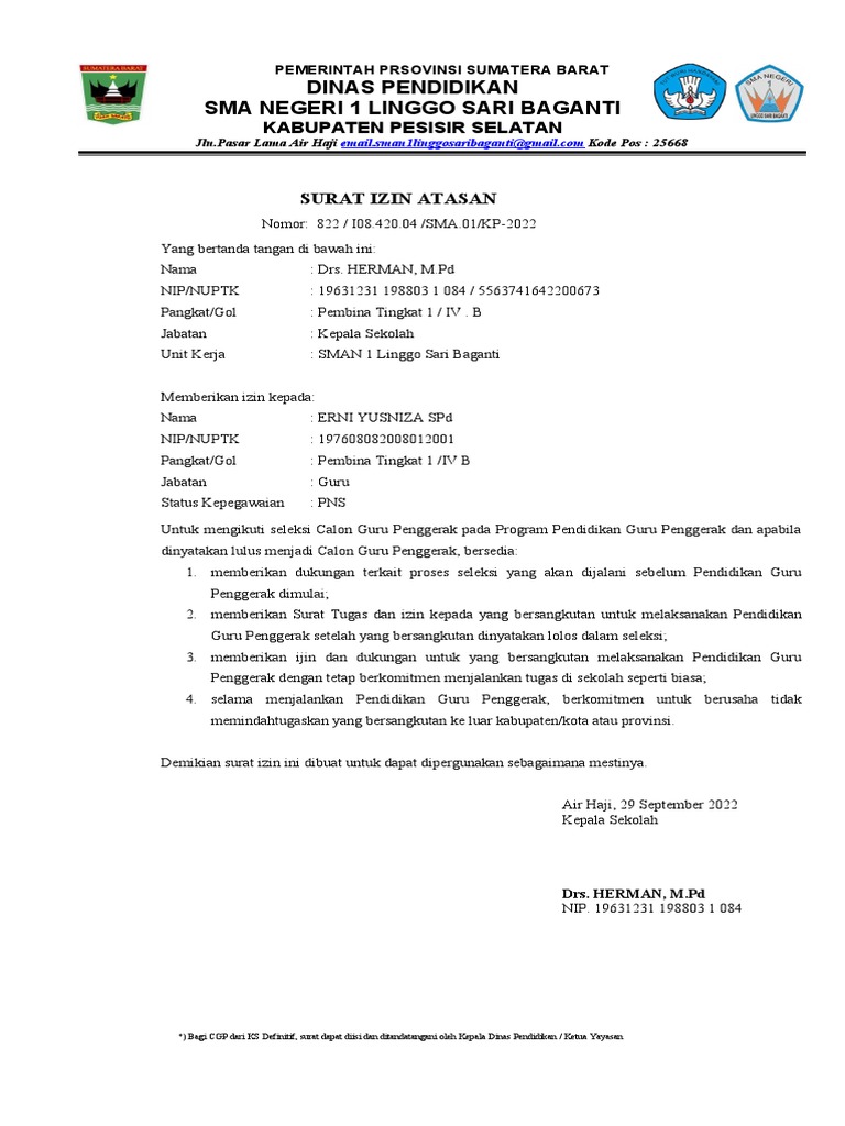 Izin Atasan CGP 8 | PDF