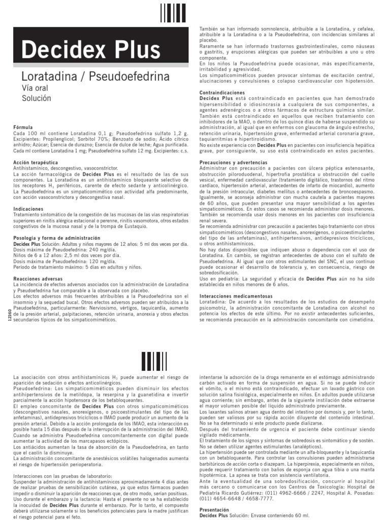 Decidex Plus: Indicaciones y Dosis | PDF | Medicina CLINICA | Drogas